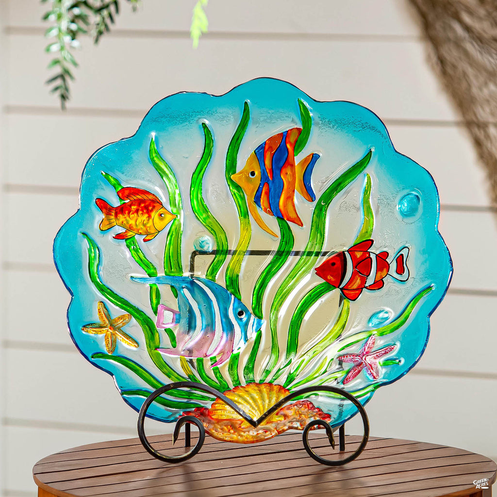Sea Life Glass Bird Bath — Green Acres Nursery & Supply