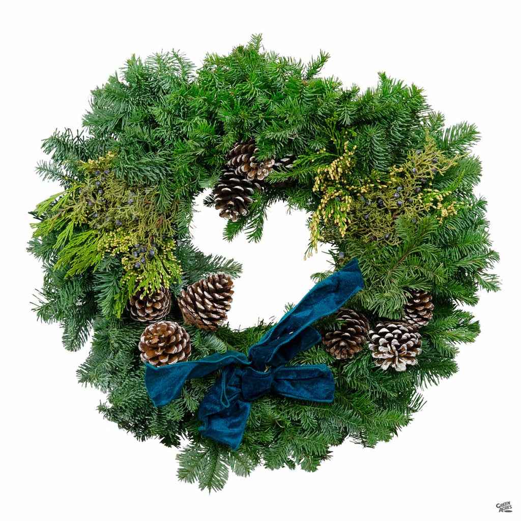 Snow Traditional Mixed Noble Fir Wreath 24" — Green Acres Nursery & Supply