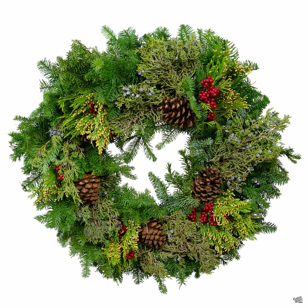 Sunshine Mixed Noble Fir Wreath 24" — Green Acres Nursery & Supply